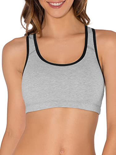 Fruit of the Loom Women's Built Up Tank Style Sports Bra Value Pack, Heather Grey W. Black/White/Black/Heather Grey W. Black/White/Black, 36