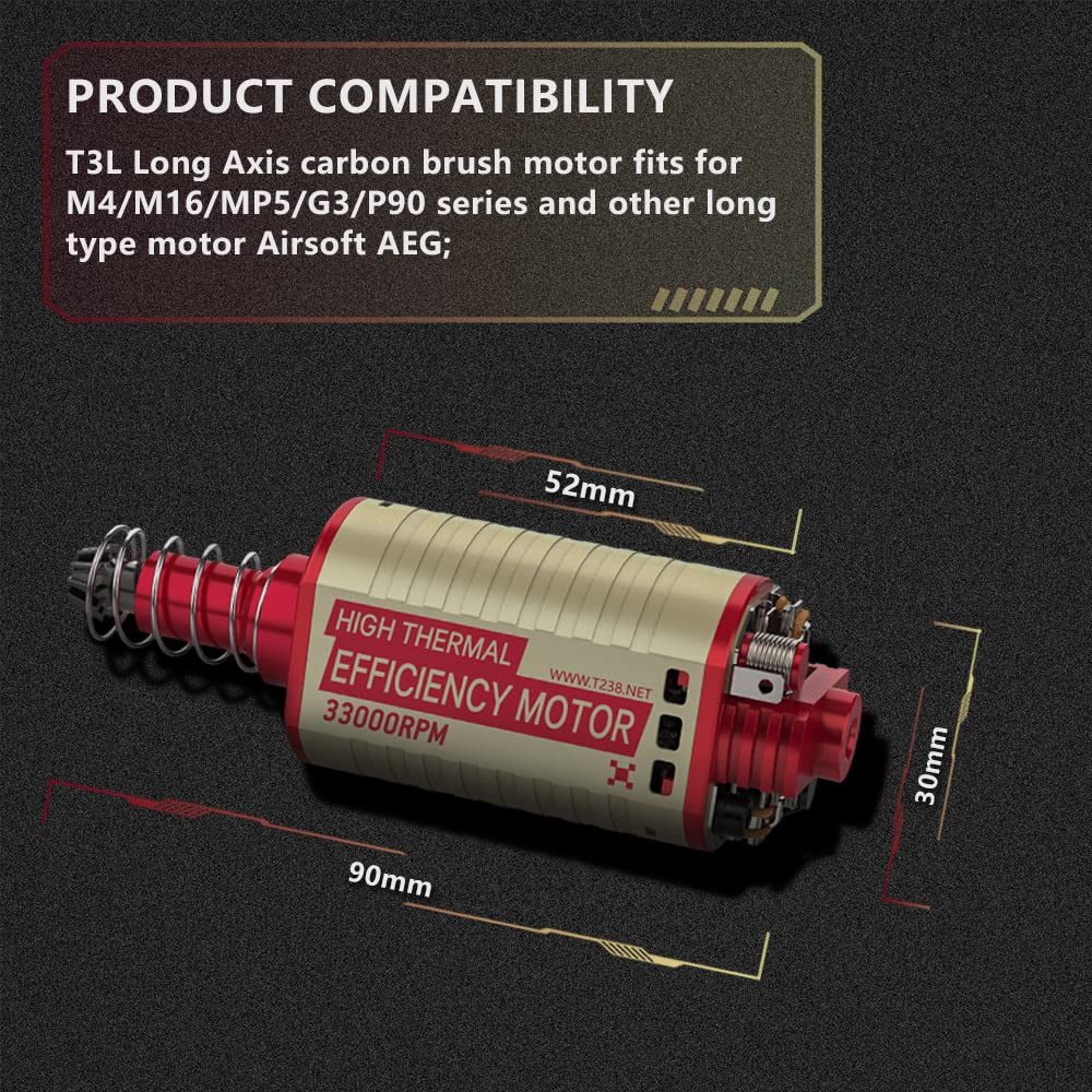 T238-Airsoft Carbon Brushed Motor N35 20TPA High Thermal Efficiency Motor Short Axel 480 Motor for Airsoft