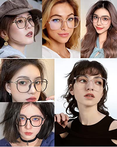 Haygafe Vintage Clear Glasses for Women Men Cute Square Frame Fake Non-prescription Eyeglasses