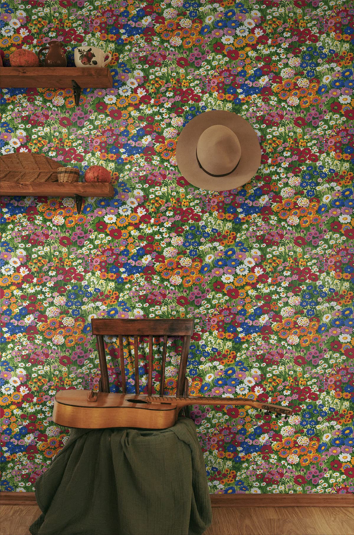 NextWall Floral Meadow Peel and Stick Wallpaper (Multicolored)