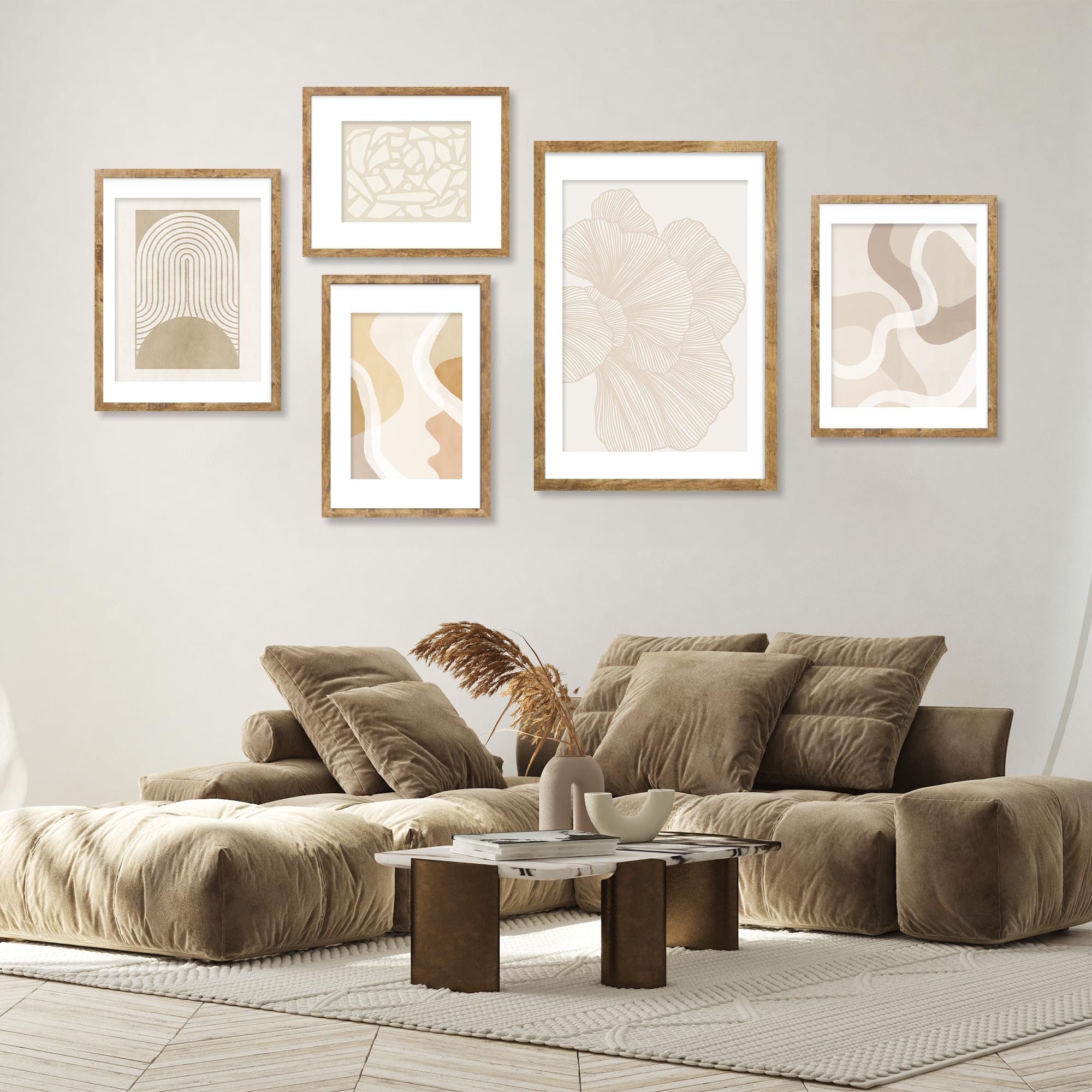 16x20 Frame Set of 2 with Plexiglass, Rustic Brown Wood Frame Display 11x14 Picture with Mat or 16 x 20 Picture Without Mat, 16x20 Poster Frame for Wall Gallery Mounting Horizontal and Vertical