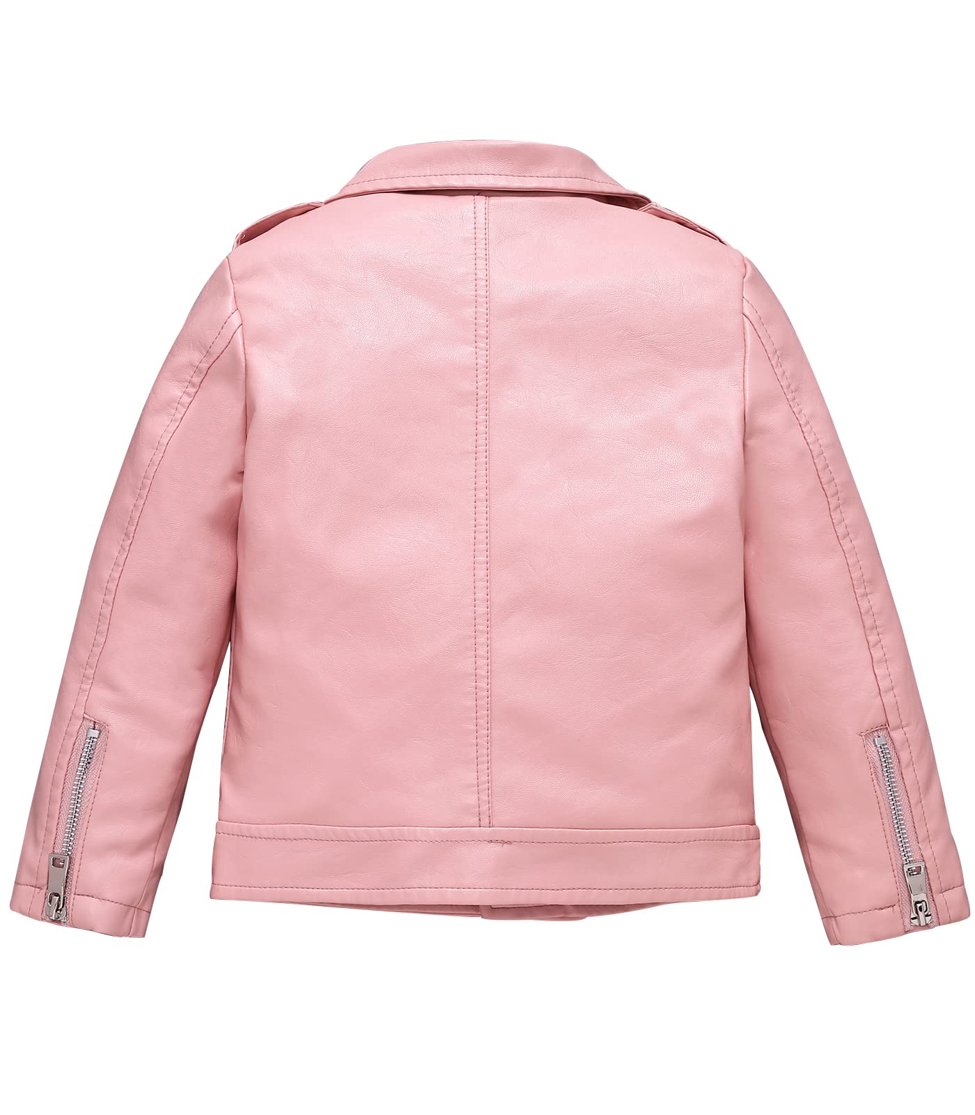 LOKTARC Boys Girls Faux Leather Jacket for Kids Motorcycle Biker Leather Jackets Pink 7-8 Years/Size 140