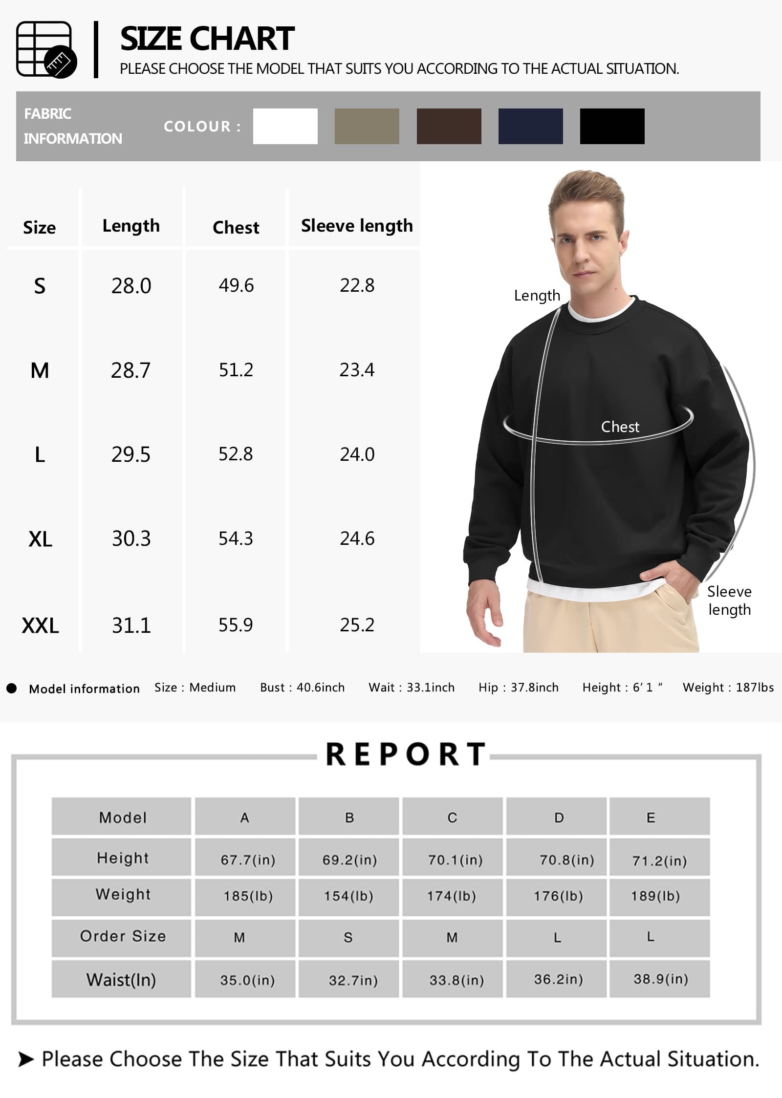 THE GYM PEOPLE Men's Fleece Crewneck Sweatshirt Thick Loose fit Soft Basic Pullover Sweatshirt(Brown, Small)
