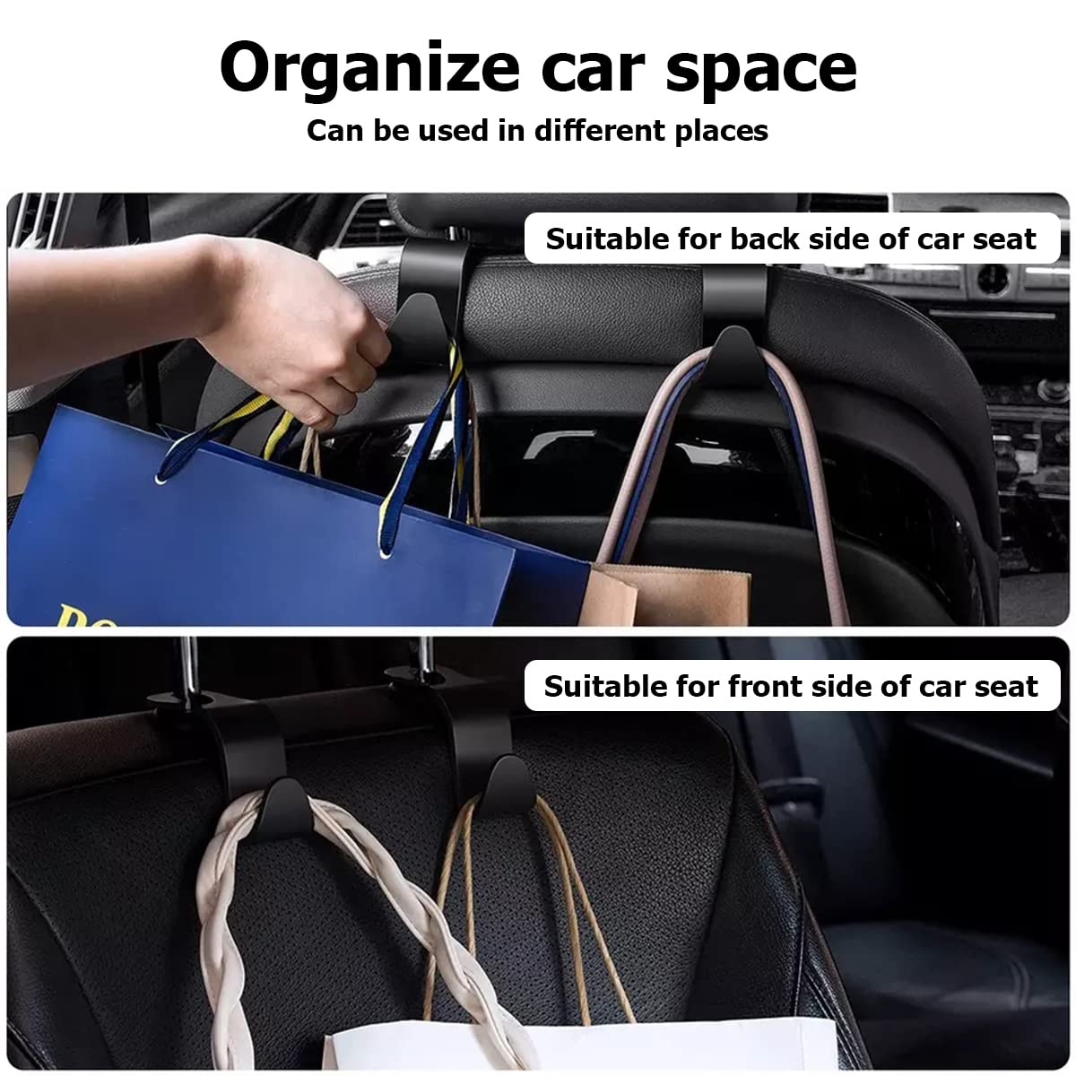 Moly Magnolia Car Seat Headrest Hook, 4PCS Multifunctional Auto Backseat Hangers, Vehicle Storage Organizer for Purse, Coat, Umbrella, Grocery, Bag, Handbag (Pink)