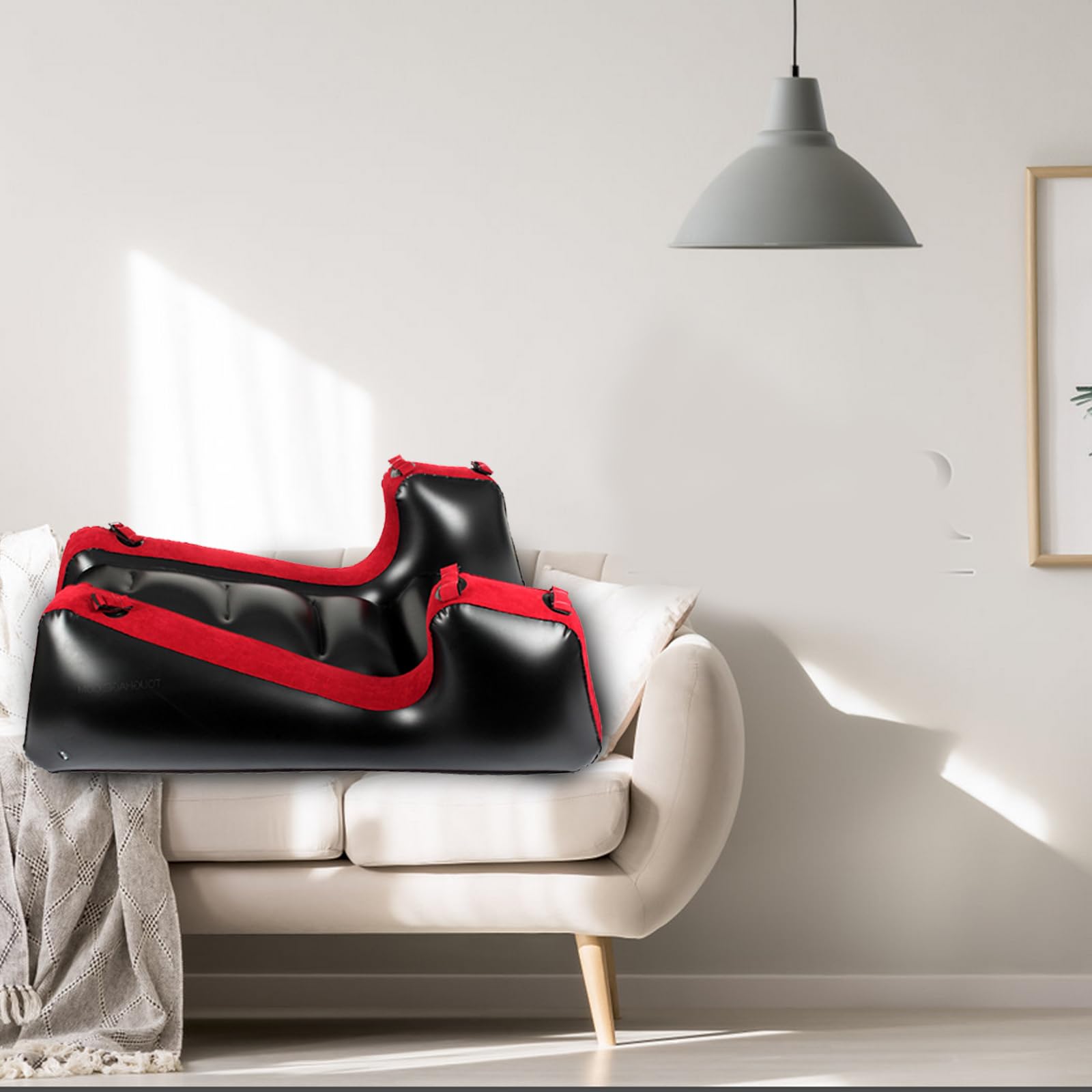 PLKO Inflatable Sofa Bed, Inflatable Sofa with Household Air Pump, Portable Lounge Chair, Relaxation Tools for Bedroom (Red)