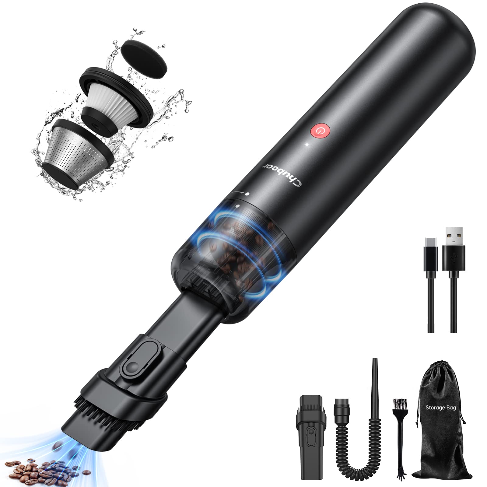 Mini Vacuum Cordless Rechargeable Powerful Car Hoover Hand Held Vacuum for Dust, Sand, Crumbs, Ultra-Light Portable for Home, Car