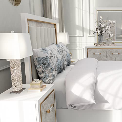 YIYEA King Size Pillow Cases Set of 2, Ultra Soft Double Brushed Microfiber Pillowcases King, Floral Bed Pillow Covers, Fade Resistant, Easy Slip-On (20"x36")