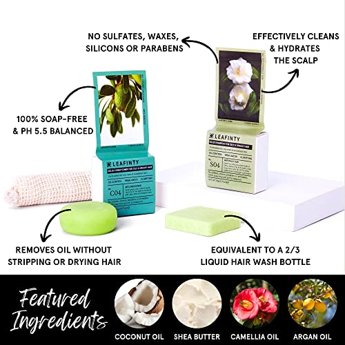 S04+C04 Solid Shampoo & Conditioner Set for Oily Roots and Sensitized Hair, Deeply Cleanse, All Natural Zero Waste and Organic Shampoo Bars for Hair,2 Travel Size Bars