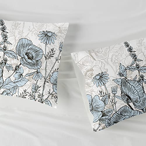 YIYEA King Size Pillow Cases Set of 2, Ultra Soft Double Brushed Microfiber Pillowcases King, Floral Bed Pillow Covers, Fade Resistant, Easy Slip-On (20"x36")