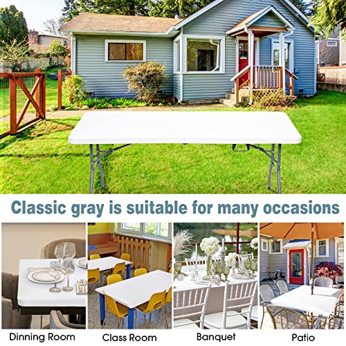 Mixweer 2 Pieces Spandex Tablecloth Stretch Tablecloth Elastic Fitted Picnic Table Cover Washable Folding Table Cover Rectangle Polyester Tablecloth for Picnic Party (White,72 x 30inch)