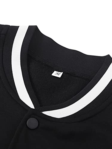 SOLY HUX Men's Varsity Jacket Letter Print Color Block Long Sleeve Baseball Jacket Bomber Coat Black and White M