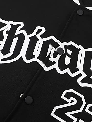 SOLY HUX Men's Varsity Jacket Letter Print Color Block Long Sleeve Baseball Jacket Bomber Coat Black and White M