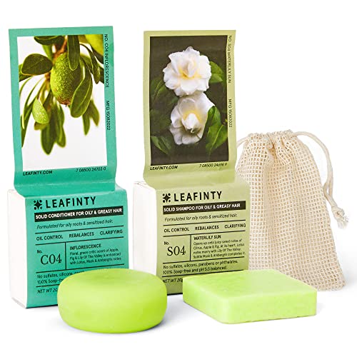 S04+C04 Solid Shampoo & Conditioner Set for Oily Roots and Sensitized Hair, Deeply Cleanse, All Natural Zero Waste and Organic Shampoo Bars for Hair,2 Travel Size Bars