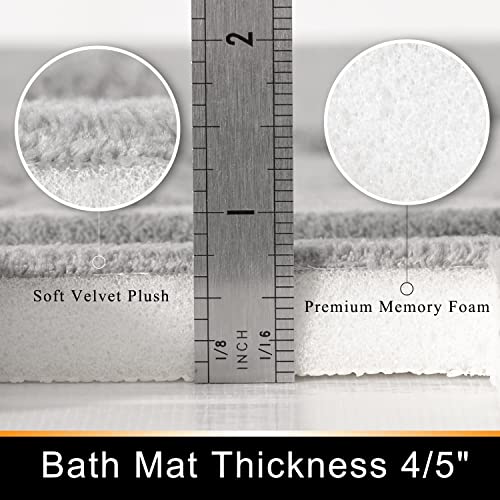 Memory Foam Bath Mat Black Bath Mats for Bathroom Non Slip Floor Rugs, Super Absorbent Bathmat Quick Dry, Machine Washable Bathroom Rug, Ultra Soft Coral Velvet Carpet for Shower,Tub 16"x24"