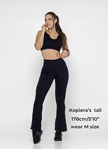 SUUKSESS Women Ribbed Seamless Tummy Control Flare Leggings Bootcut High Waist Workout Yoga Pants 31'' (Black,M)