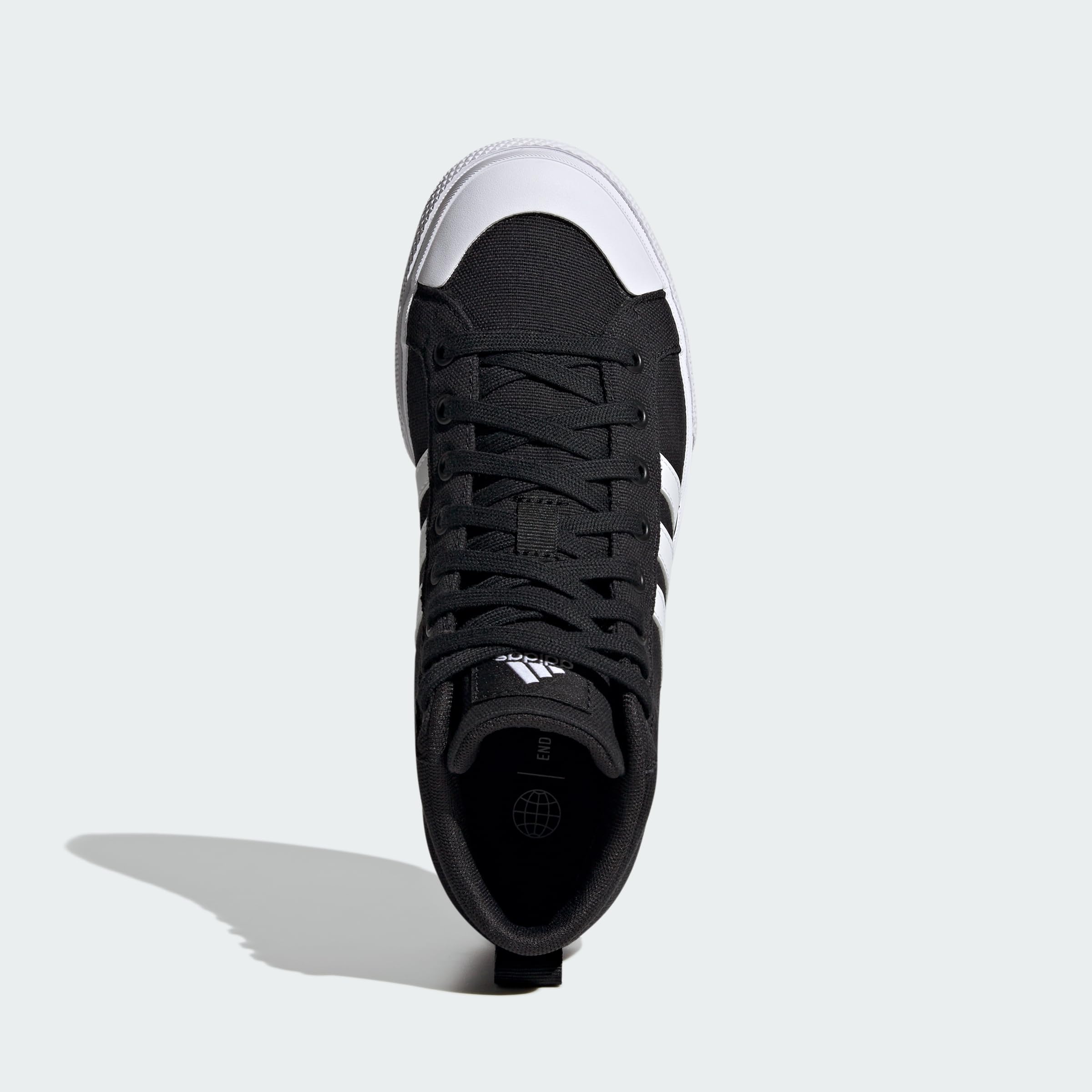 adidas Women's Bravada 2.0 Mid Platform Skate Shoe, Core Black/White/Core Black, 10