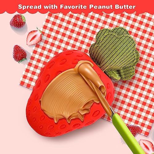 BAPSOUZU Squeaky Dog Chew Toys for Aggressive Chewers, Rubber Indestructible Tough Durable Dogs Toys Interactive Puppy Teeth Clean (Red Strawberry)