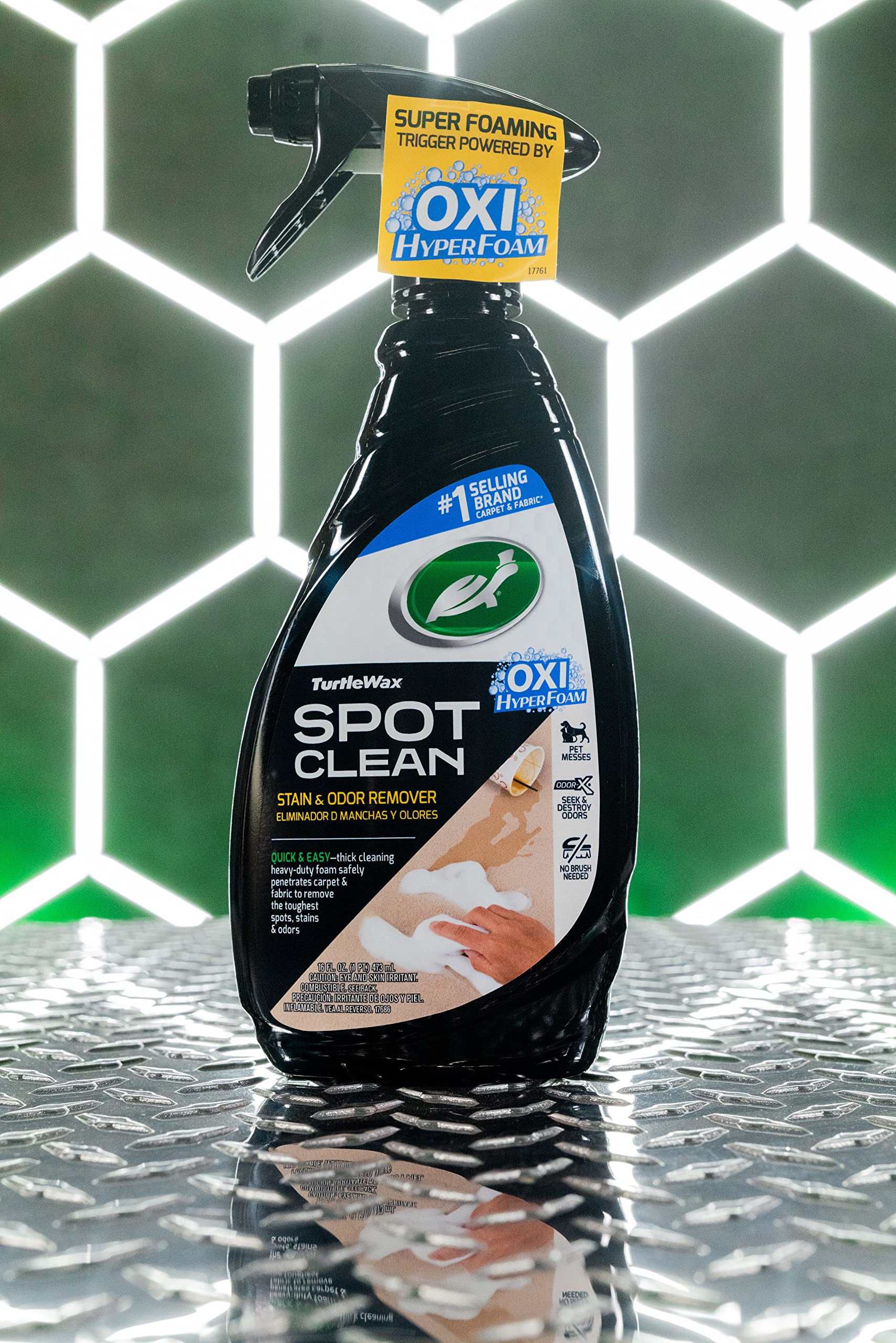 Turtle Wax 53839 Spot Clean Stain & Odor Remover, Non-Aerosol Foaming Spray Cleaner for Carpet, Fabric and Upholstered Surfaces, Eliminates Tough Stains, Deodorizes, 16 oz
