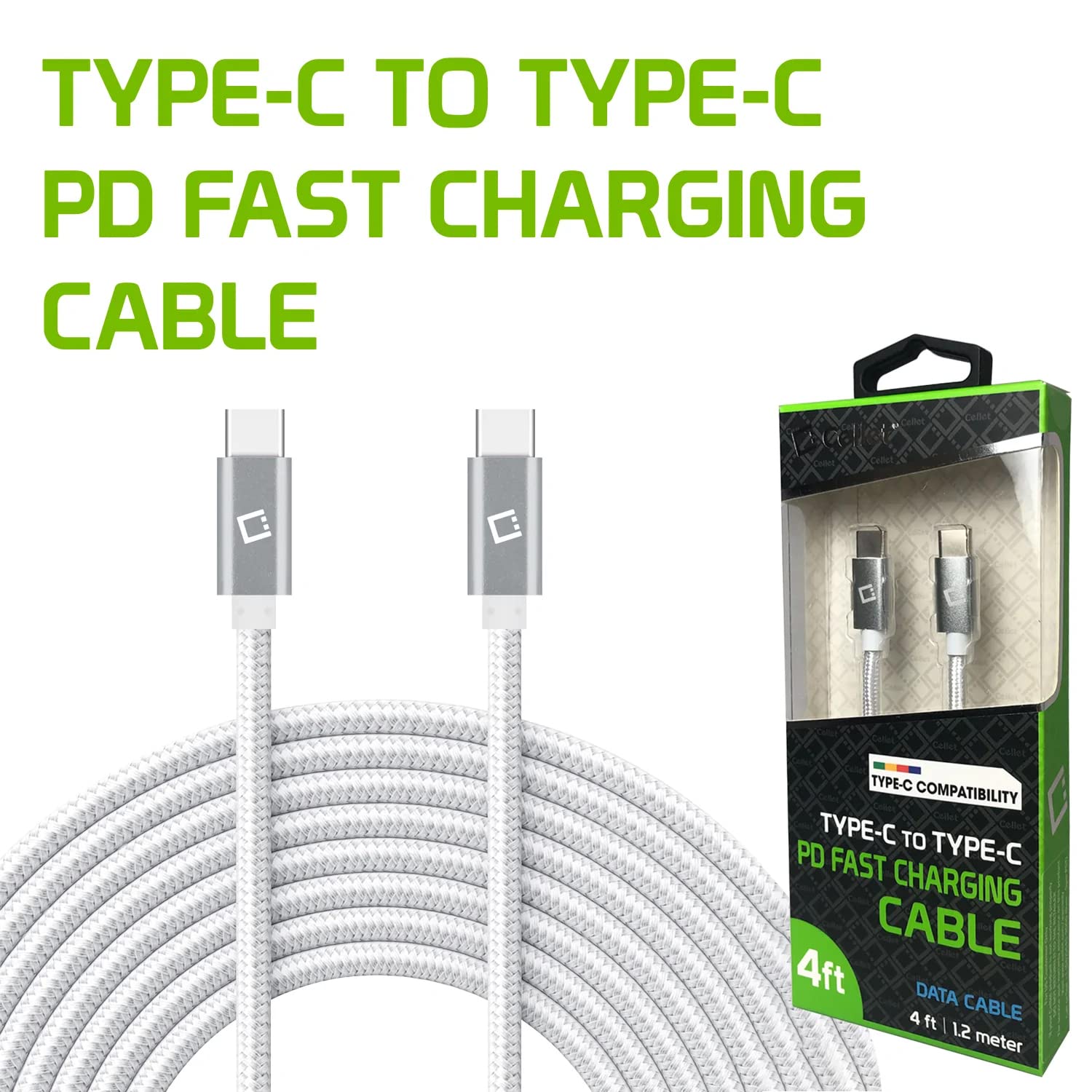 Dual USB-C/PD 60W Fast Charging Cord Compatible with Oppo Reno2 Plus 5Gbps Data Transfer for Power Delivery Hi Capacity Charging (Black)