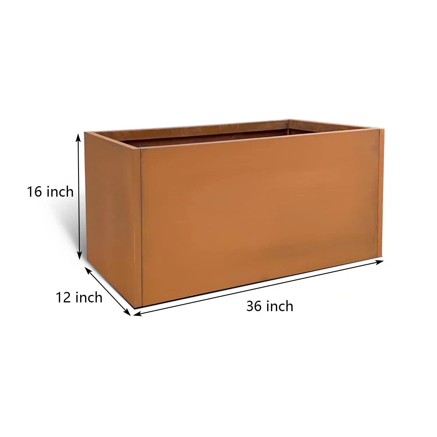 GZGNEEVL Corten Steel Planter Box Metal Outdoor Large Rectangular Rustic Durable Antique Detached for Commercial Residential Patio Deck and Backyard 36" x 12" x 16"