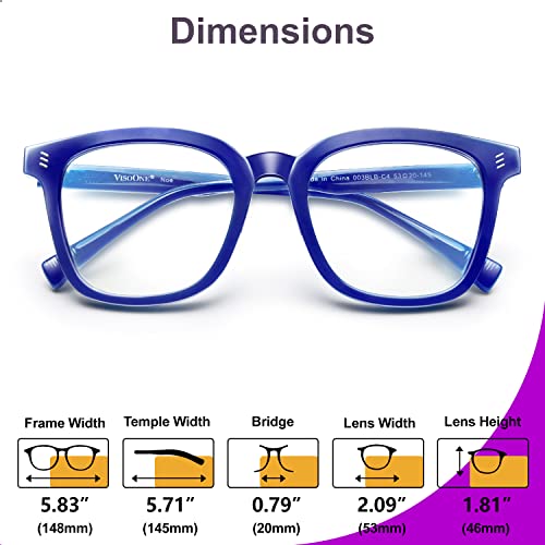 VISOONE Square Classic Blue Light Blocking Glasses with Non Prescription Anti Glare For Women and Men NOE