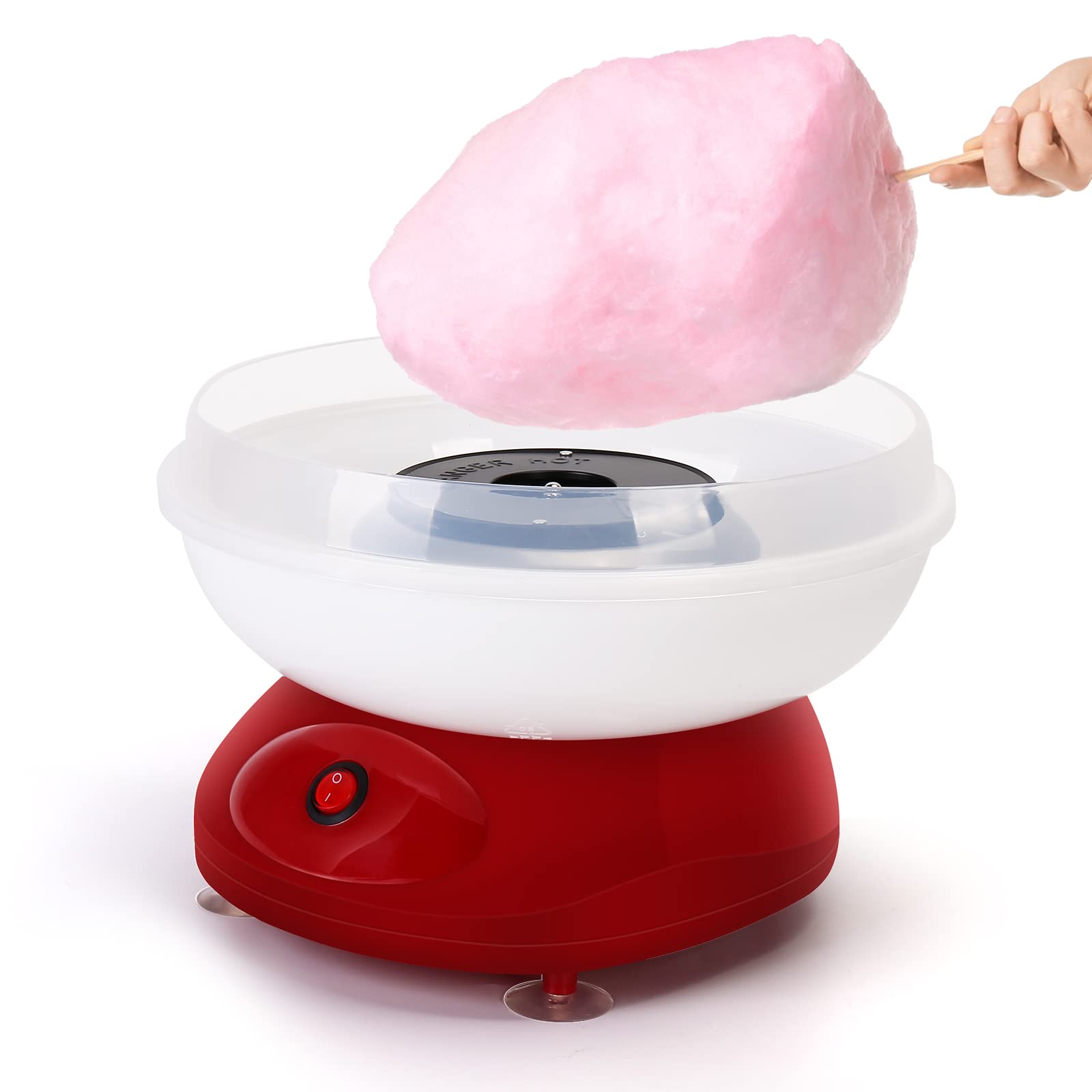 Cotton Candy Machine for Kids - VAlinks Electric Cotton Candy Maker with Splash-Proof Plate, Homemade Sweet for Home Family Birthday Party, Children's Day, Christmas & Wedding, Red