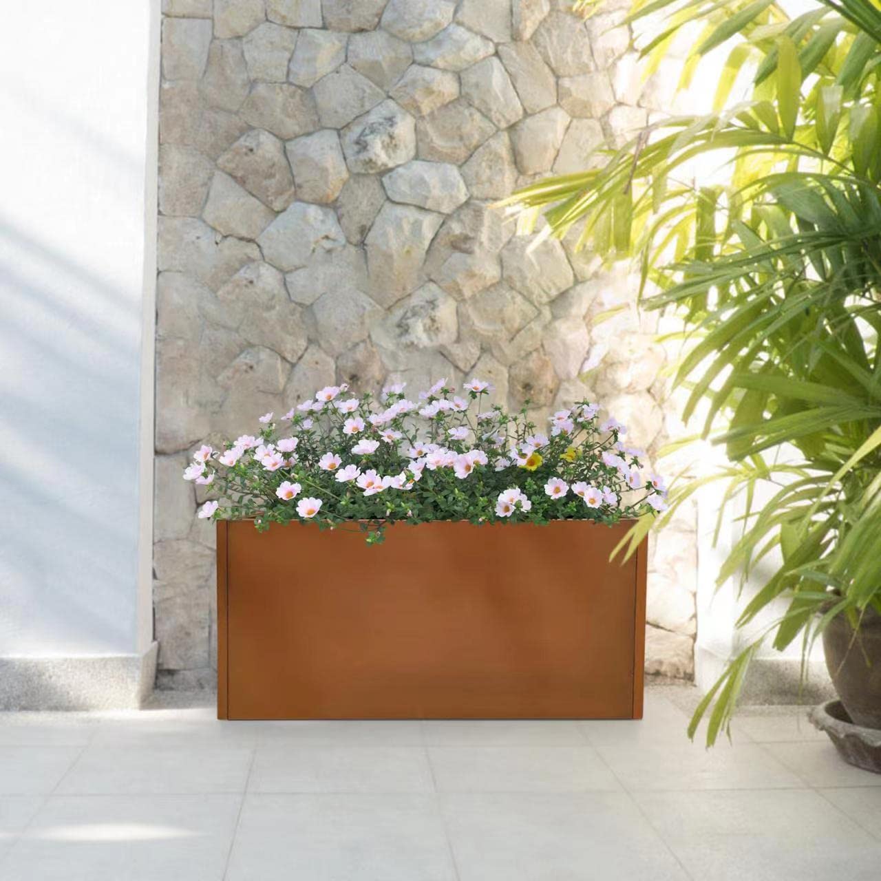 GZGNEEVL Corten Steel Planter Box Metal Outdoor Large Rectangular Rustic Durable Antique Detached for Commercial Residential Patio Deck and Backyard 36" x 12" x 16"