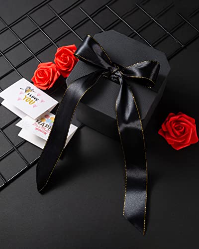 JSUPMKJ Money Pull Box for Cash Gift, Money Roll Gift Box with Flower, Ribbon Gift Box, Money Gift Box Pull for Birthday/Christmas/Valentine's Day (Black)