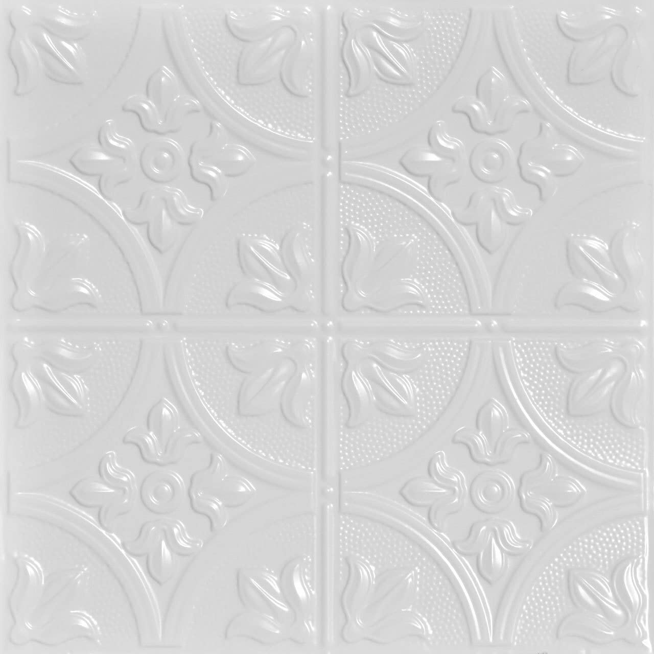 Shanko SKPC309-wh-24x24-N-6 Tiny Tiptoe Stamped Metal Nail-up Tin Ceiling Tile (24 sq. ft), White, Pack of 6