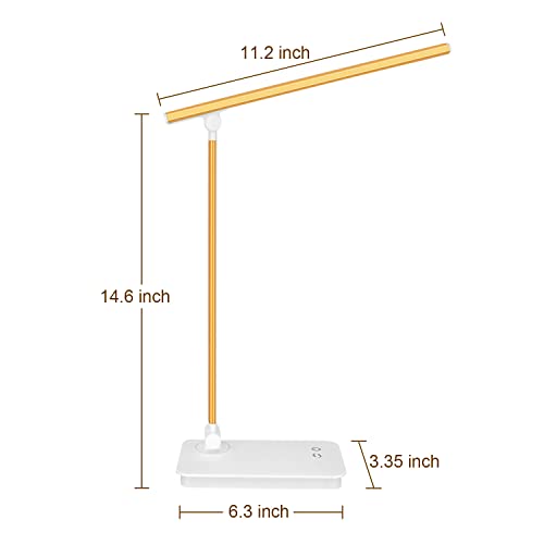 Lapeort LED Desk Lamp with USB Charging Port, Dimmable Eye-Caring Desk Lamp for Home Office, Touch Control Cute Table Lamp with 5 Lighting Modes, 3 Level Brightness