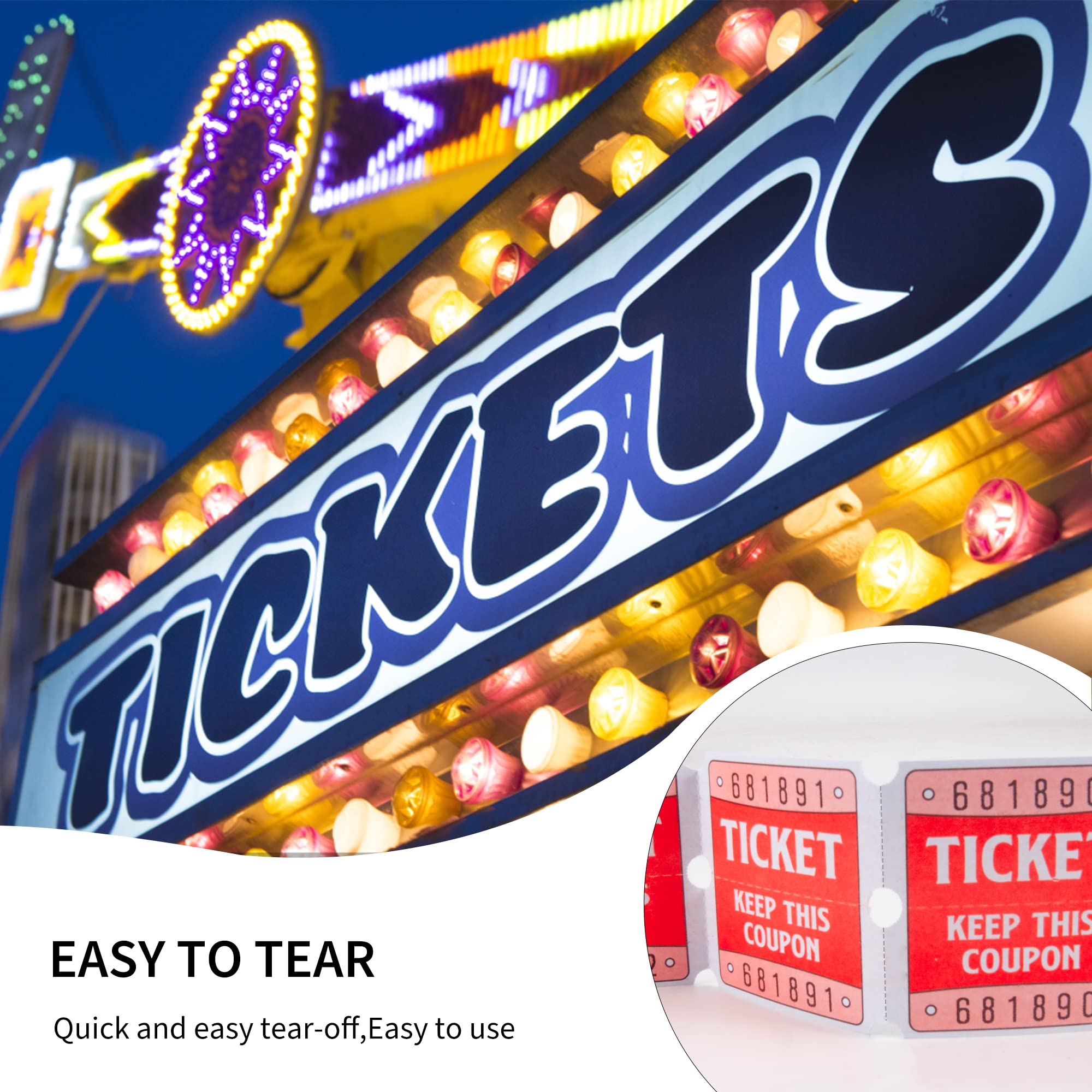 L LIKED Raffle Tickets Double Roll 2000 Tickets Consecutively Numbered 50/50 Raffle Tickets for All Event Party Prize Drawing Perforated Stubs (Easy Read Red)