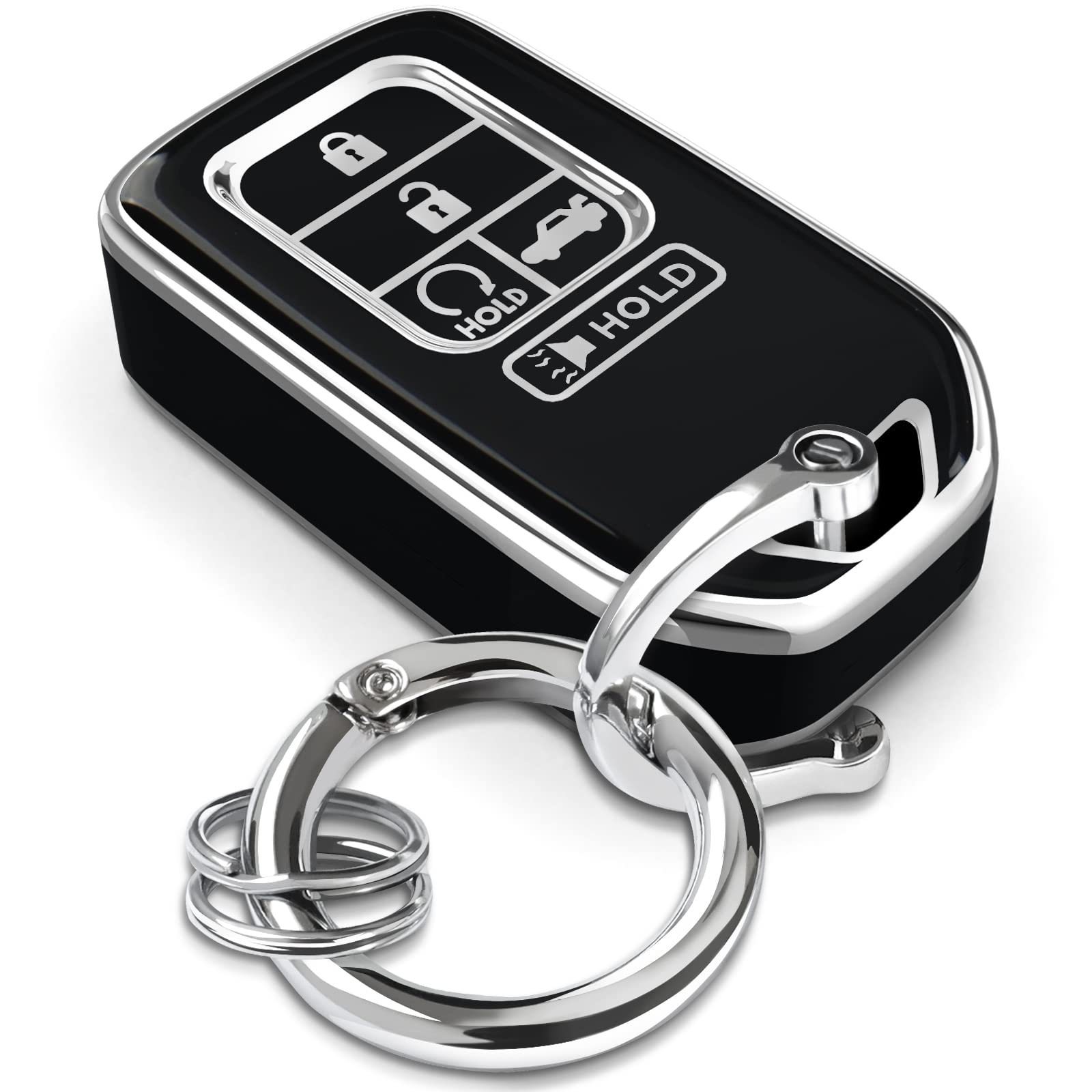Key Fob Cover Case with Bling Keychain for Honda Accord, Key Cover Compatible with Honda Civic CRV Pilot Passport HRV Fit 2018 2020 2021, Key Fob Case for Honda Accessories