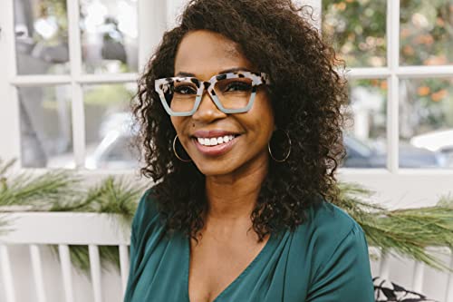 Peepers by PeeperSpecs Oprah's Favorite Women's Take a Bow Square Blue Light Blocking Reading Glasses - Chai Tortoise/Green +2.50