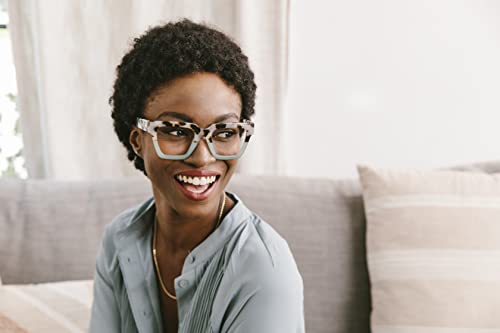 Peepers by PeeperSpecs Oprah's Favorite Women's Take a Bow Square Blue Light Blocking Reading Glasses - Chai Tortoise/Green +2.50