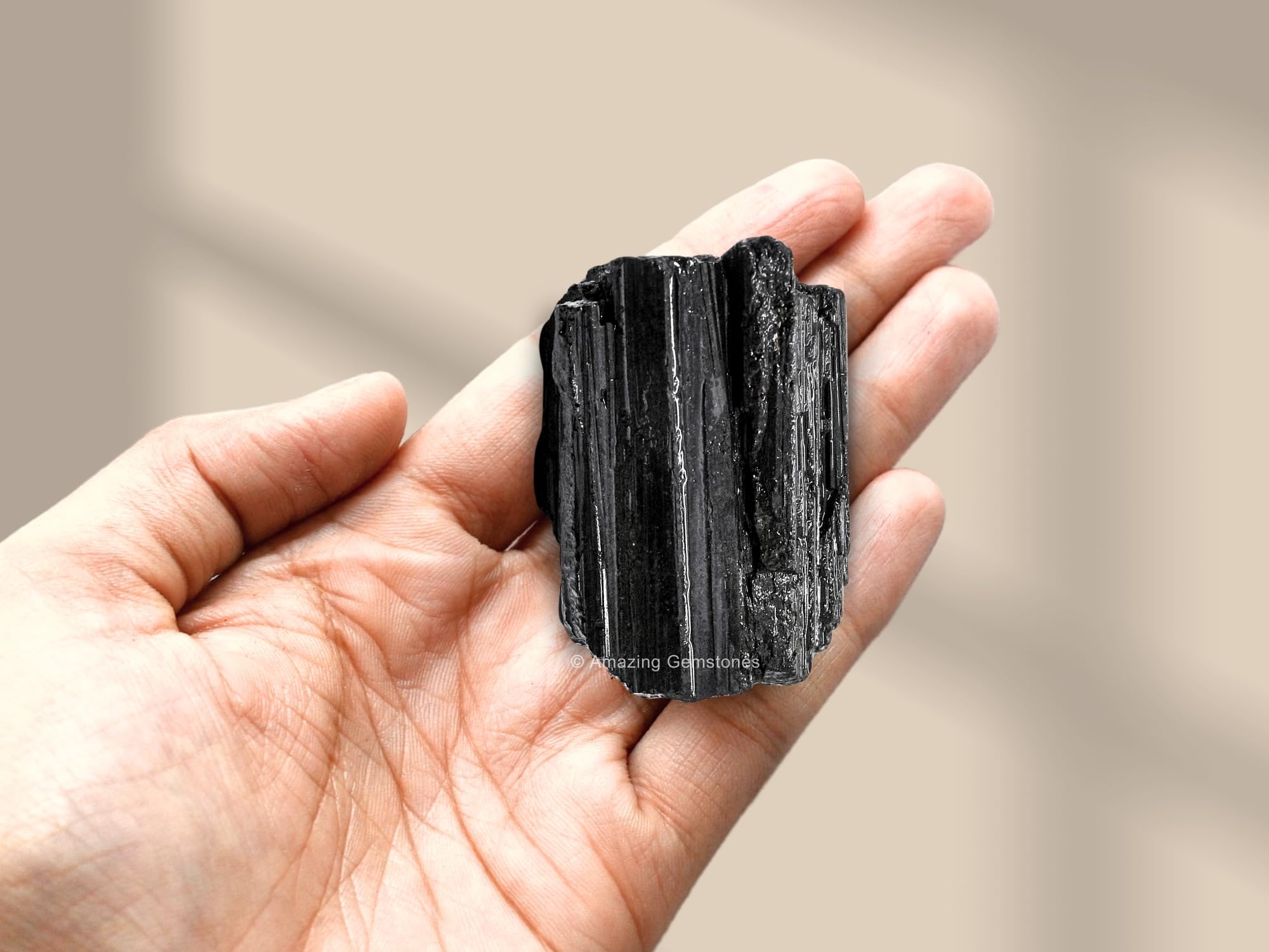 2 Pieces Black Tourmaline Raw Crystals and Healing Stones, Natural Rocks for Tumbling and DIY Raw Stones and Crystals