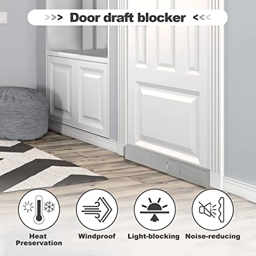 Door Draft Stopper 32" L X 4.5" W X 3.7" T, Strong Adhesive Door Sweep for Exterior and Interior Doors, Dustproof and Soundproof, Grey