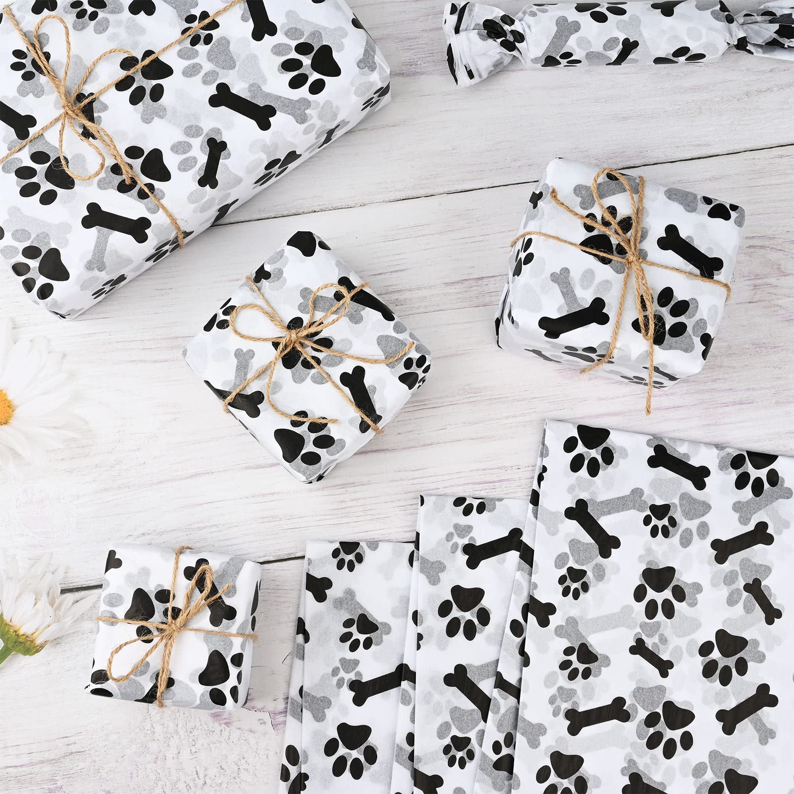 60 Sheets 20 x 20 Inch Dog Paw Print Tissue Paper Puppy Paws Gift Wrap Tissue for Gift Bags Wrapping (Dog Paw)