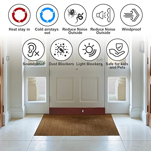 Door Draft Stopper 32" L X 4.5" W X 3.7" T, Strong Adhesive Door Sweep for Exterior and Interior Doors, Dustproof and Soundproof, Grey