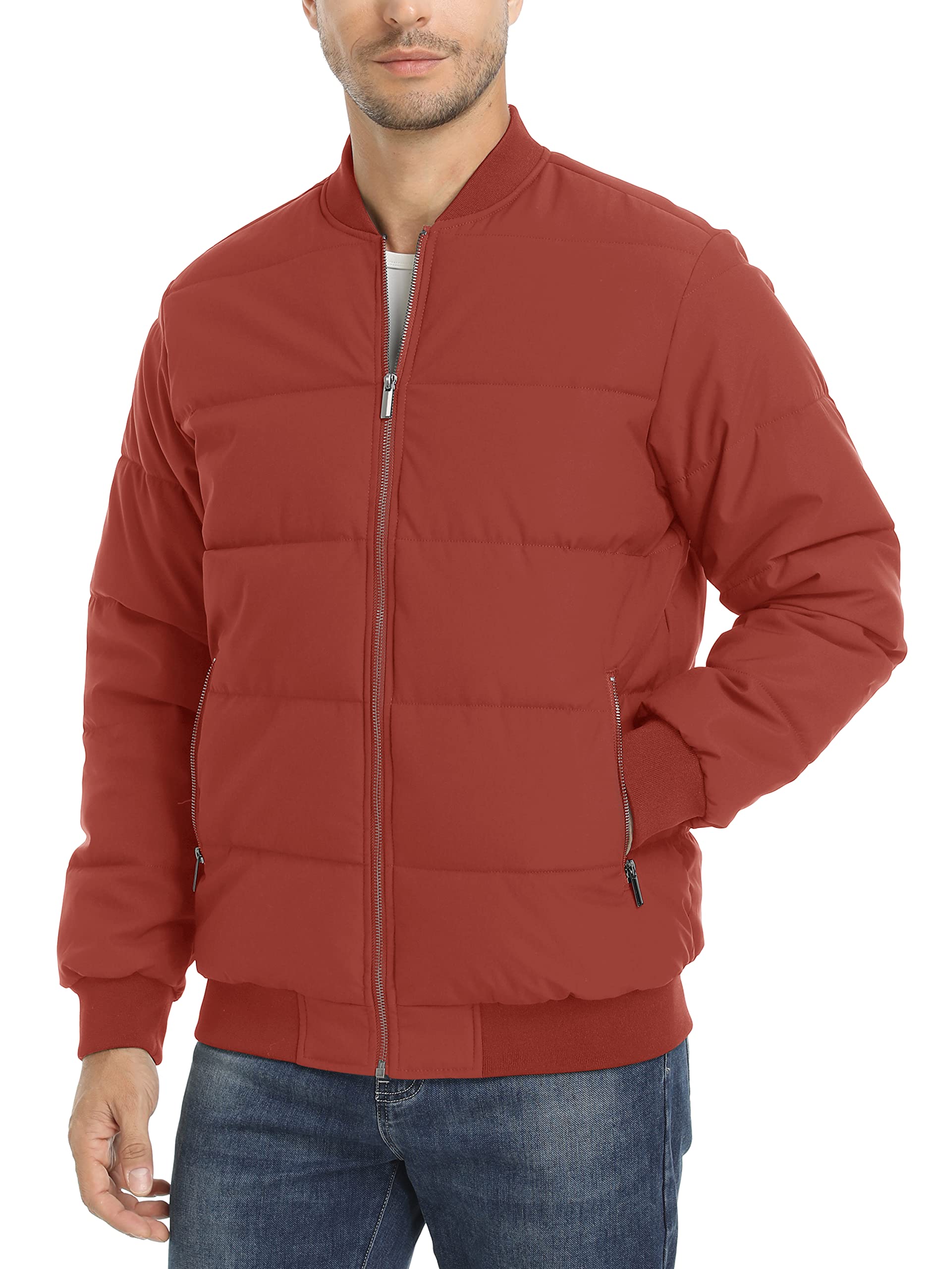TACVASEN Bomber Jacket Men Work Casual Varsity Lightweight Winter Warm Jackets for Men