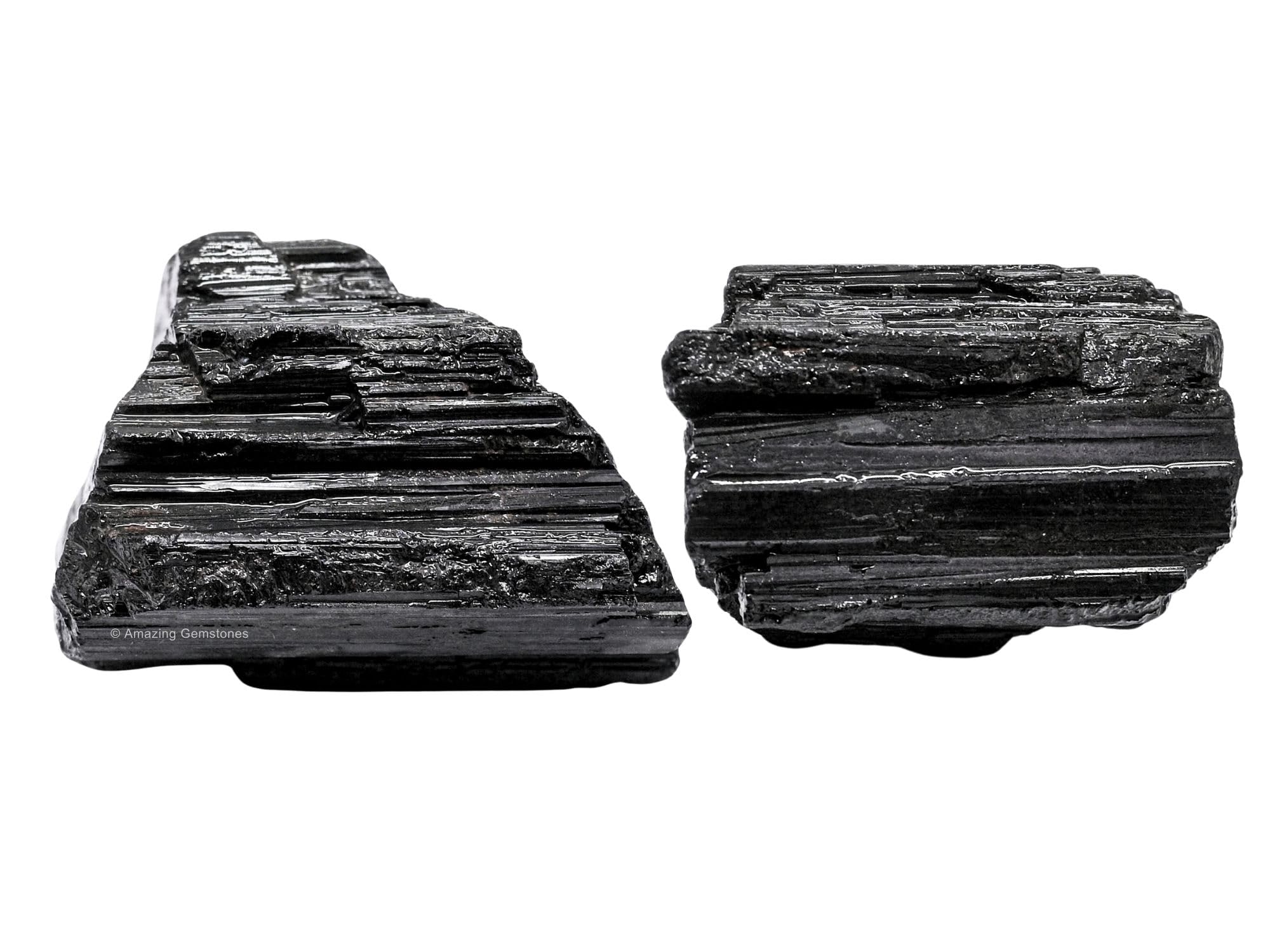 2 Pieces Black Tourmaline Raw Crystals and Healing Stones, Natural Rocks for Tumbling and DIY Raw Stones and Crystals