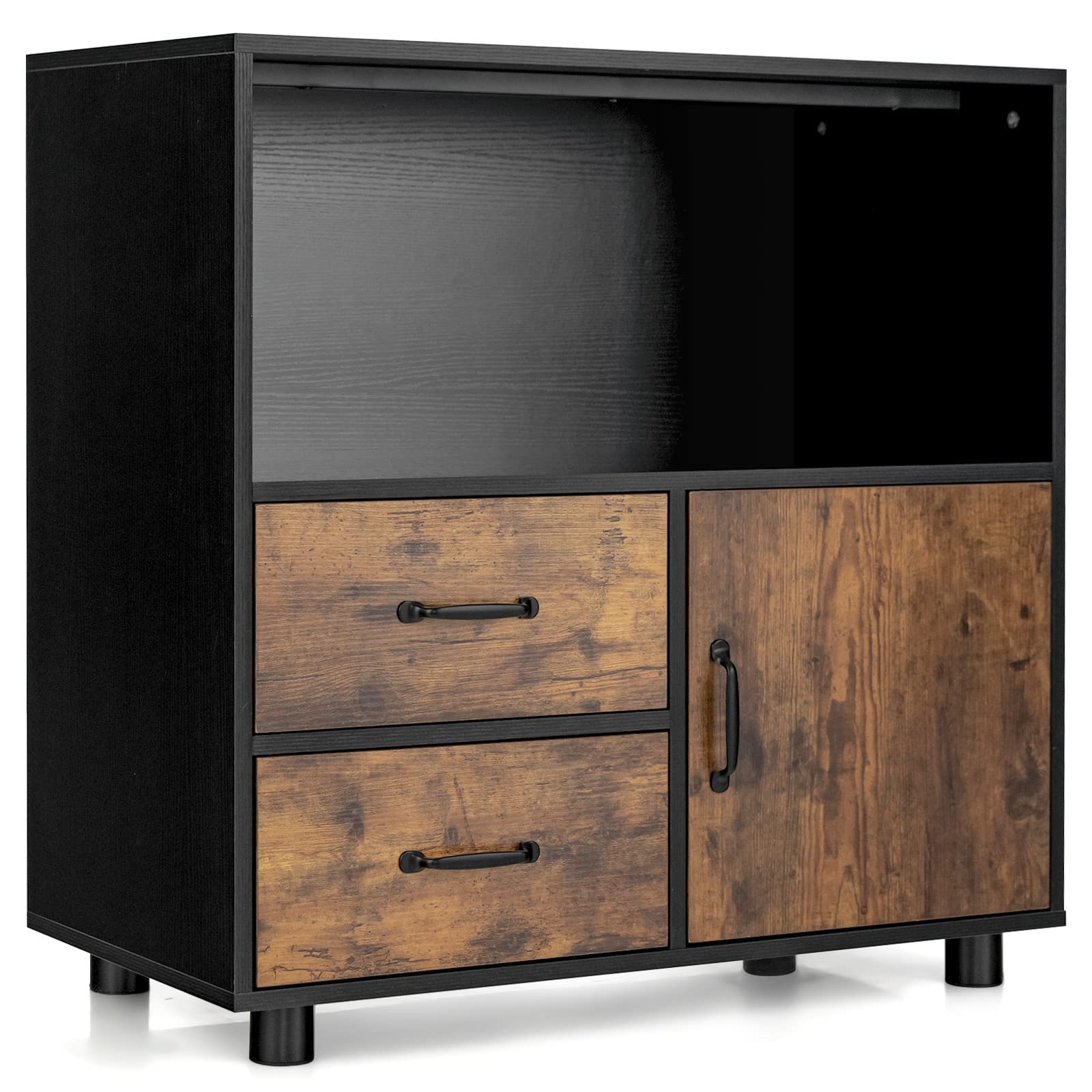 Giantex 2 Drawer File Cabinet - Lateral Filing Storage Cabinet with Industrial Style, Anti-Scratch Surface, Anti-Tipping Device, Middle Open Shelf, Printer Stand for Home Office 31.5” x 16” x 31.5”