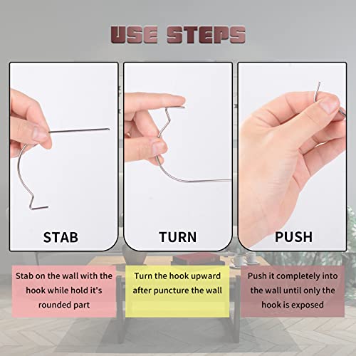 30 Pcs Wall Picture Hangers Without Nails - PinCute Hercules Hooks for Hanging Picture, Planters, Clocks and More, Stainless Steel