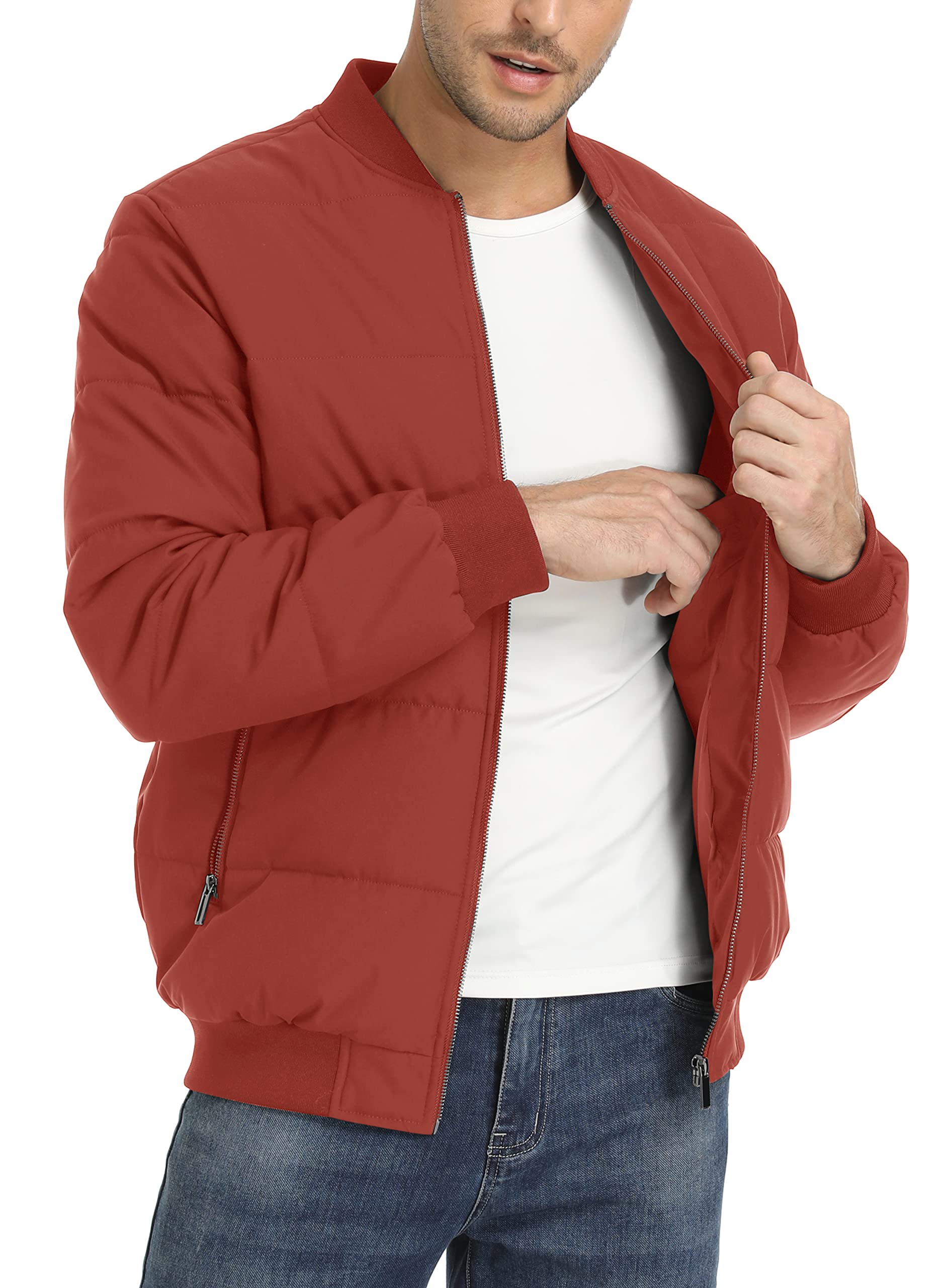 TACVASEN Bomber Jacket Men Work Casual Varsity Lightweight Winter Warm Jackets for Men