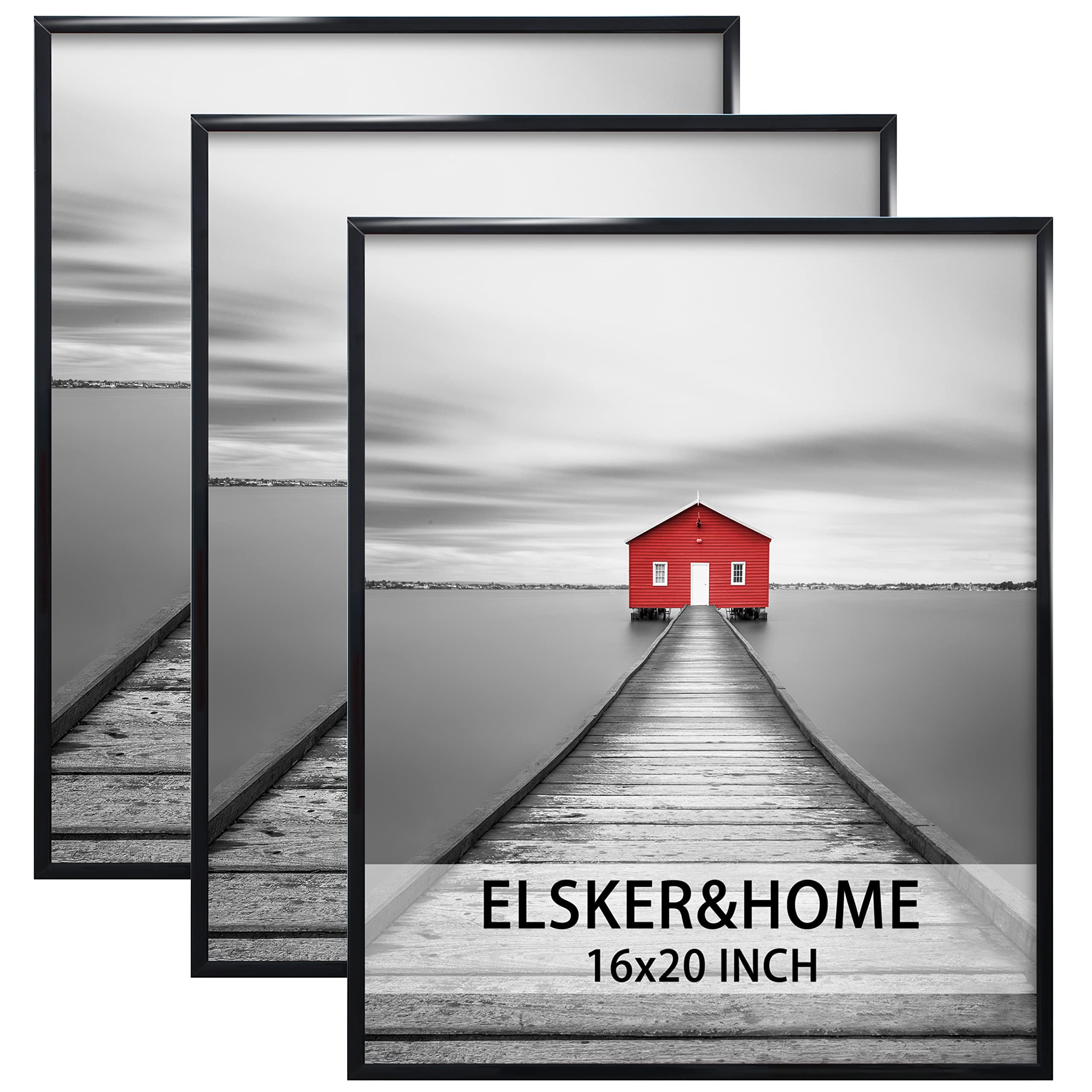 ELSKER&HOME 16x20 Frames, 16x20 Picture Frames 3 Pack for Wall,Picture Poster Frame Black for Horizontal or Vertical Wall Mounting, Sturdy and Scratch-proof