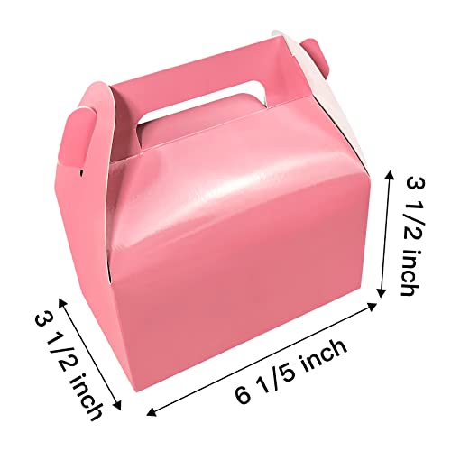 25-Pack Gable Candy Treat Boxes,Small Goodie Gift Boxes for Wedding and Birthday Party Favors Box 6.2 x 3.5 x 3.5 inch (Pink,25)