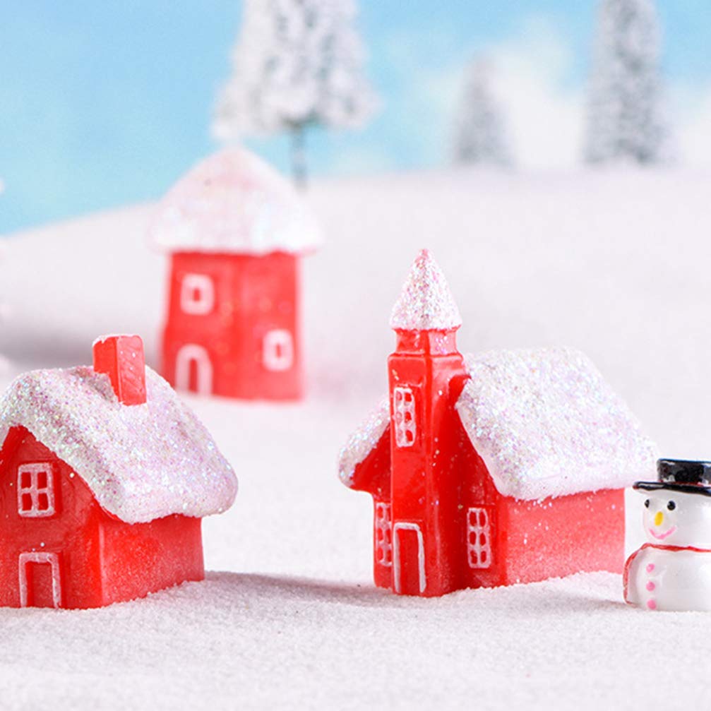 SEWACC 8pcs Christmas Indoor Decoration Christmas Tree Ornaments Christmas Houses Christmas Desktop Decor for Miniature DIY Snow Globe Kit Desktop Decoration Red Crafts Candy