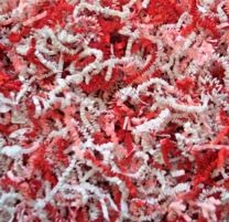 MountainLeaf White Pink Red Blend Crinkle Cut Paper Shred 8 oz. (1/2 lb.) Gift Basket Package Grass Filler Bedding Valentine's Day Love (8 oz (1/2 lb))