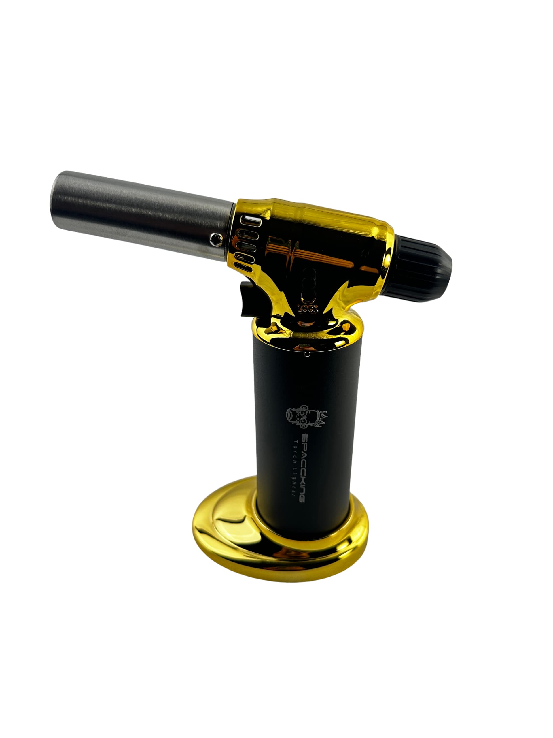 Space King Tall Wind-Proof Torch Lighter - Adjustable Flame - Child-Lock - Perfect for Camping, Kitchen, Backyard, Travel, Beach, BBQ, Mountain, Outdoors, Travel, Garage, and More. (Gold)