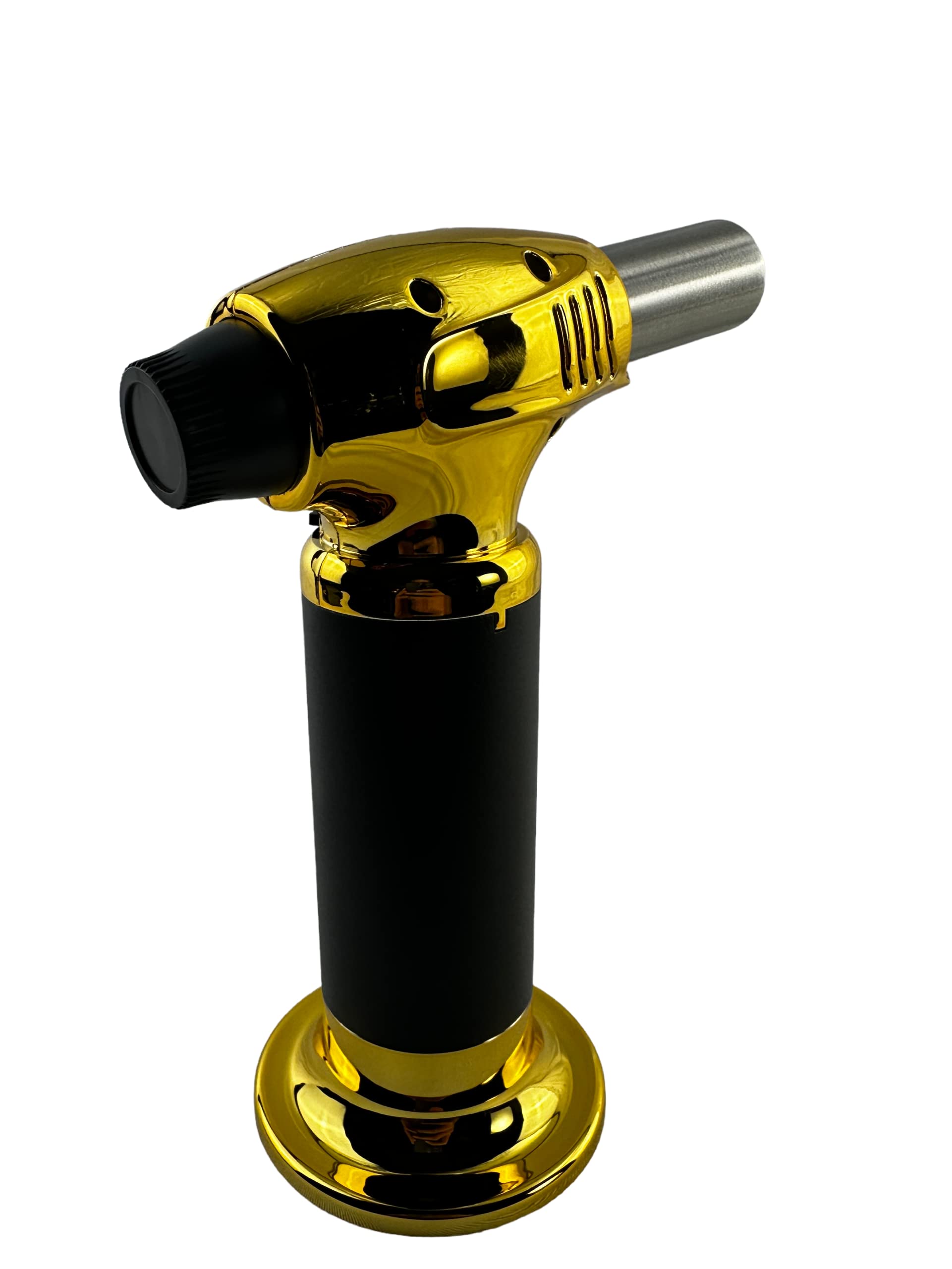 Space King Chrome Finish Wind-Proof Torch Lighter - Adjustable Flame - Child-Lock - Perfect for Camping, Kitchen, Backyard, Travel, Beach, BBQ, Mountain, Outdoors, Travel, Garage, and More. (Gold)