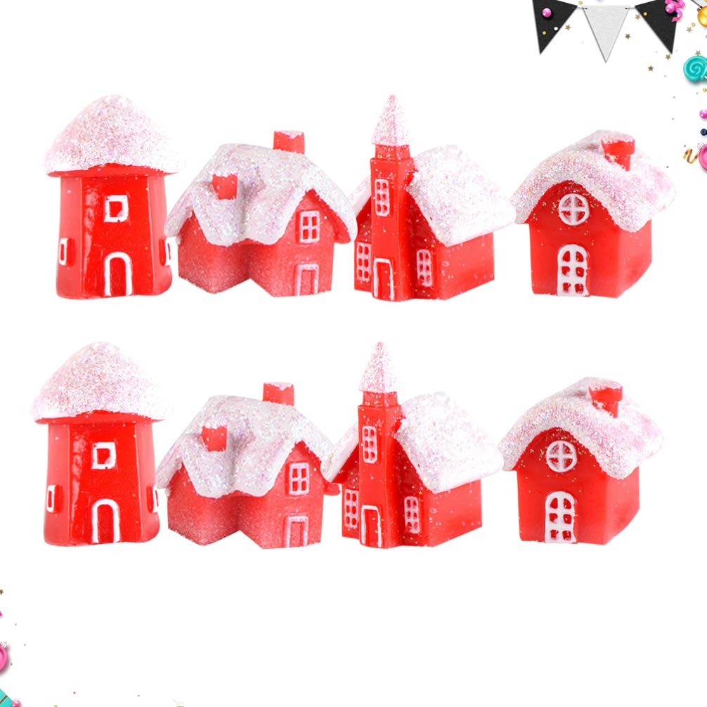 SEWACC 8pcs Christmas Indoor Decoration Christmas Tree Ornaments Christmas Houses Christmas Desktop Decor for Miniature DIY Snow Globe Kit Desktop Decoration Red Crafts Candy